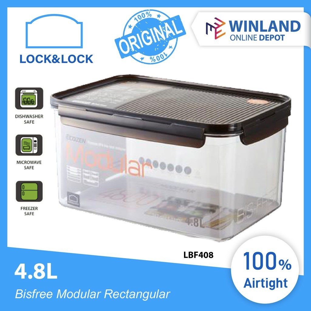 Locknlock by Winland Bisfree Modular Rectangular Food Container Storage 4.8L LBF408 | Shopee ...