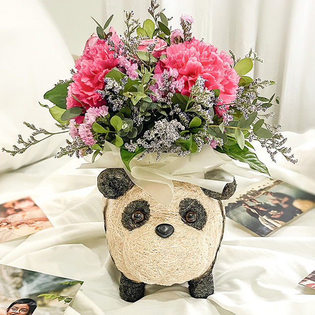 Chibi Panda Basket ( Cute, Local, Handmade Abaca Pot / Vase /Planter ...