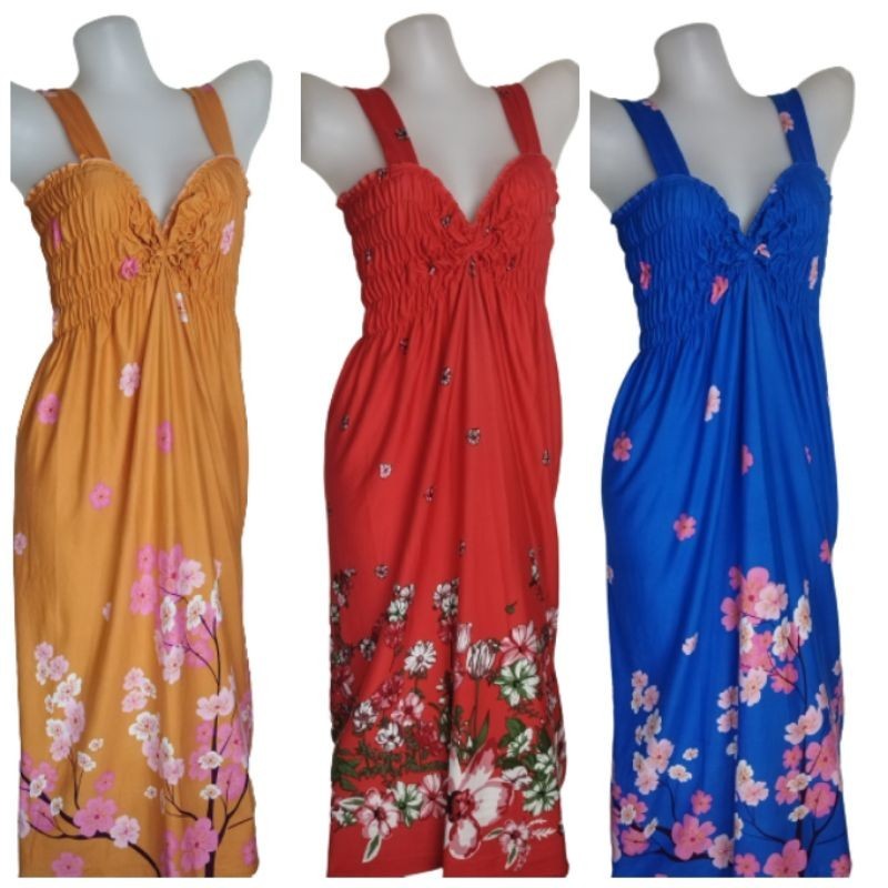 CLEAVAGE DRESS | LONG SMOCKED DRESS | PAMBAHAY DASTER LONG | COTTON ...