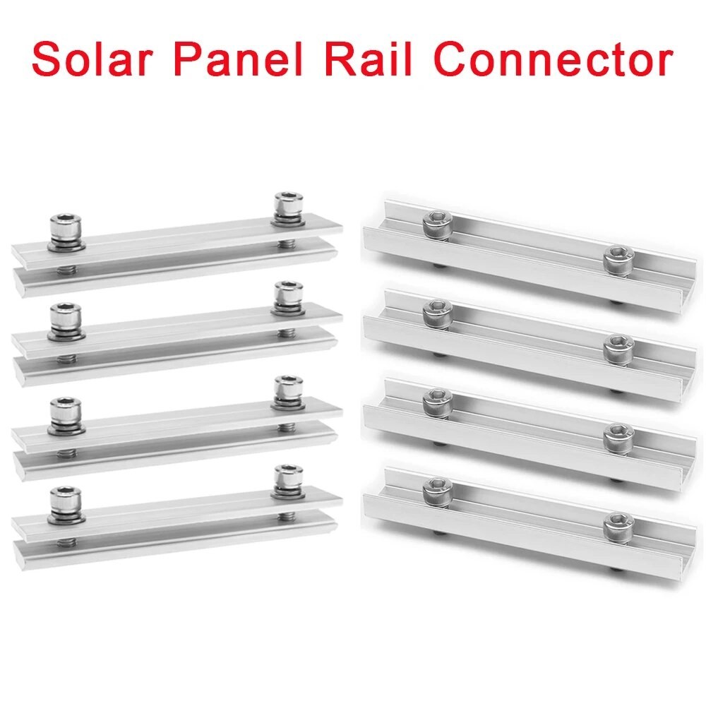 4PCS Solar Panel Rail Profile Connector Aluminium PV Rail Mounting ...