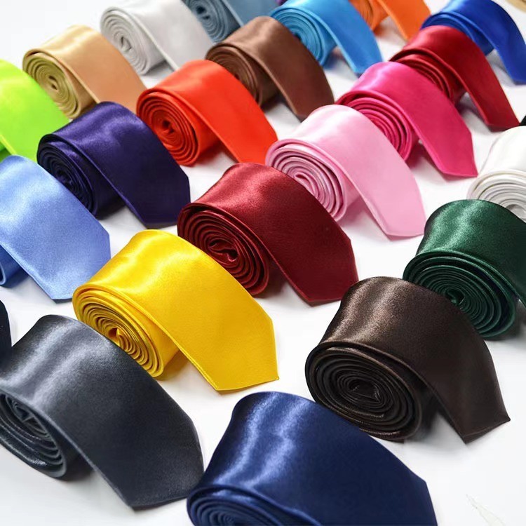 necktie Korean small tie solid color student casual narrow tie satin ...
