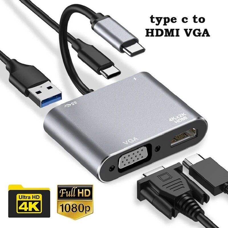 USB C To HDM-compatible VGA Type-C Digital AV Multiport Adapter ...