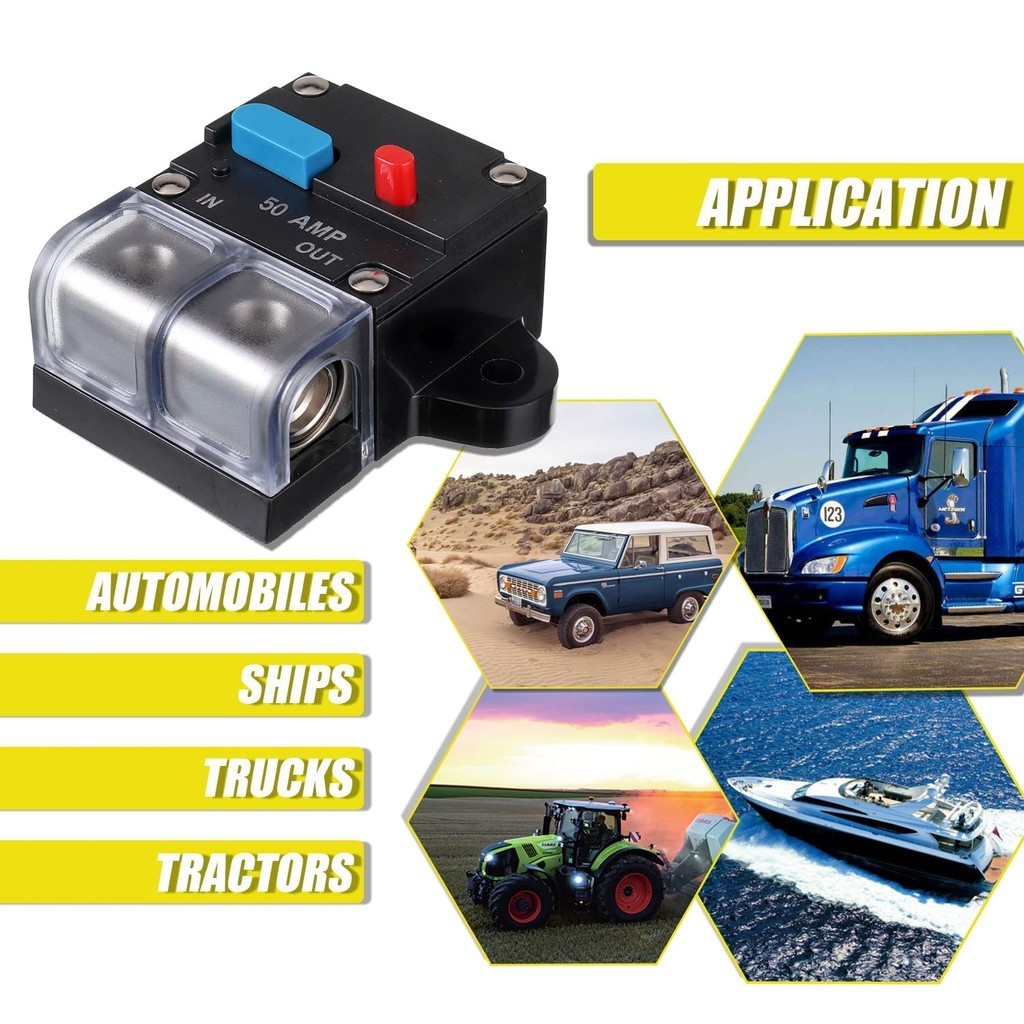 50Amp Circuit Breaker Motor Car Stereo Audio Inline Fuse Block Holders ...