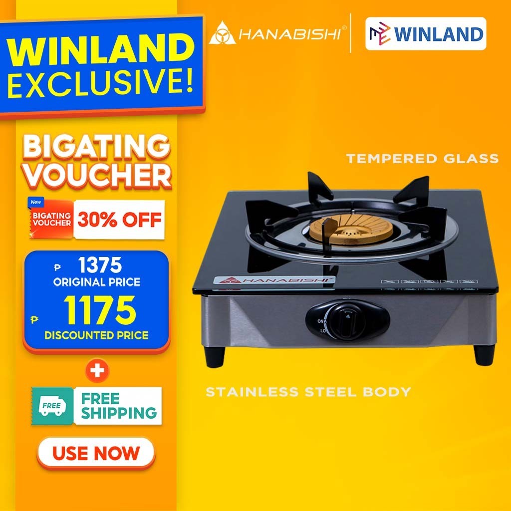 Hanabishi by Winland Single Burner Gas Stove Glass Top Pannel,Black ...