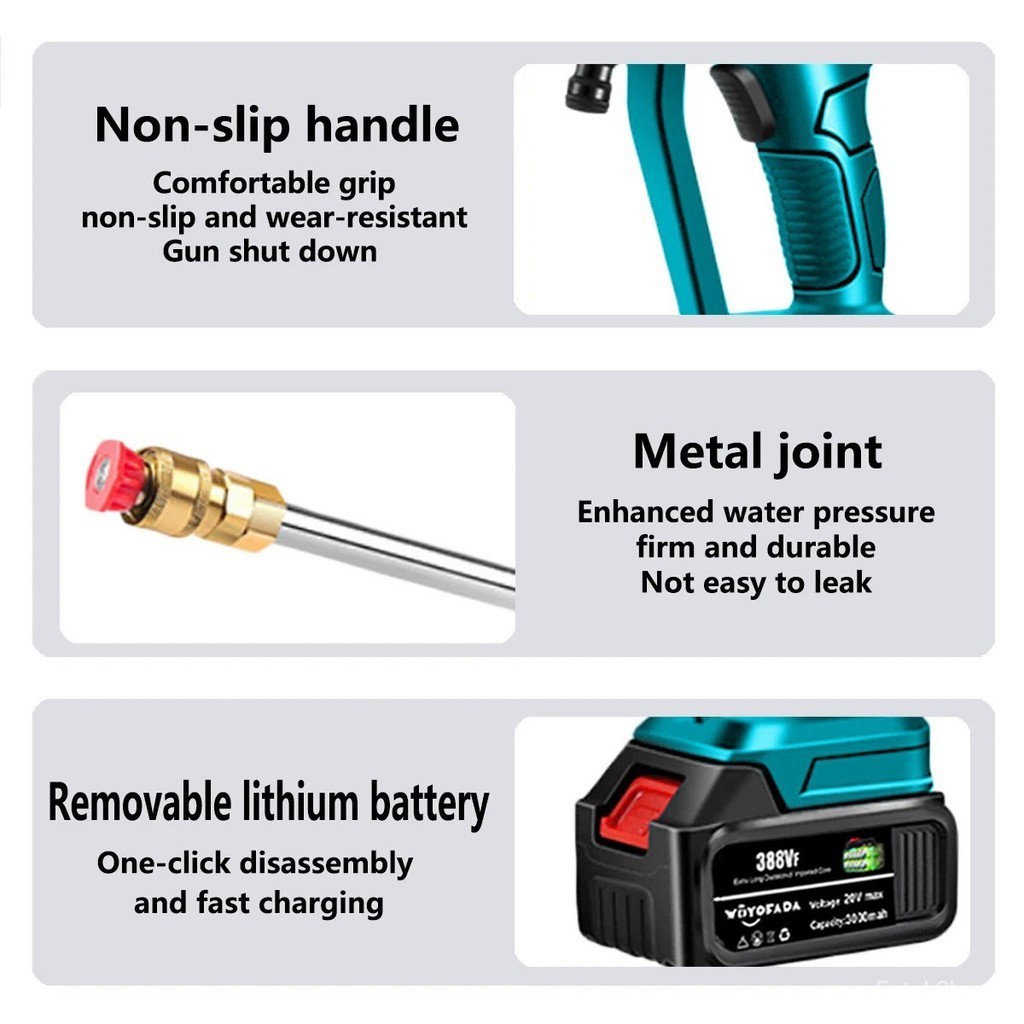 Cordless High Pressure Cleaner Washer Car Wash Pressure Water Cleaning ...
