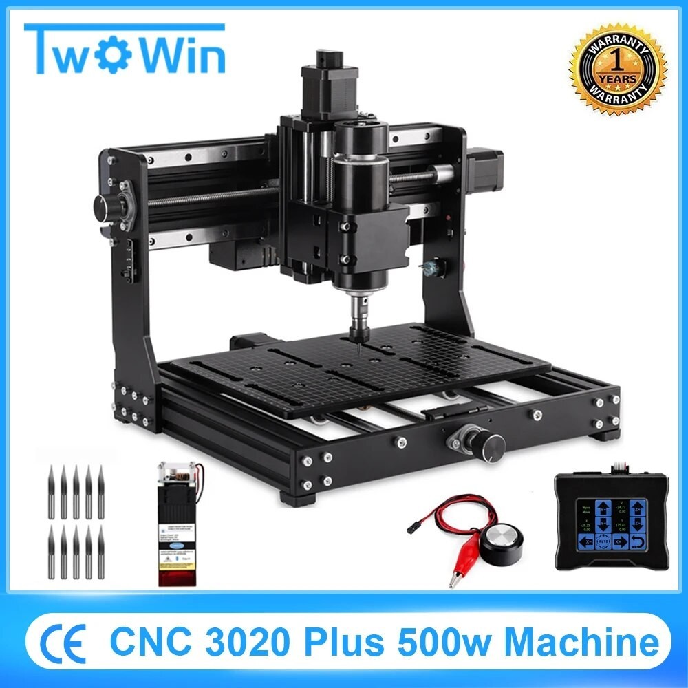 CNC 3 Axis Wood Router 3020 Plus With 500W Spindle, GRBL Control DIY Laser Engraving Machine ...