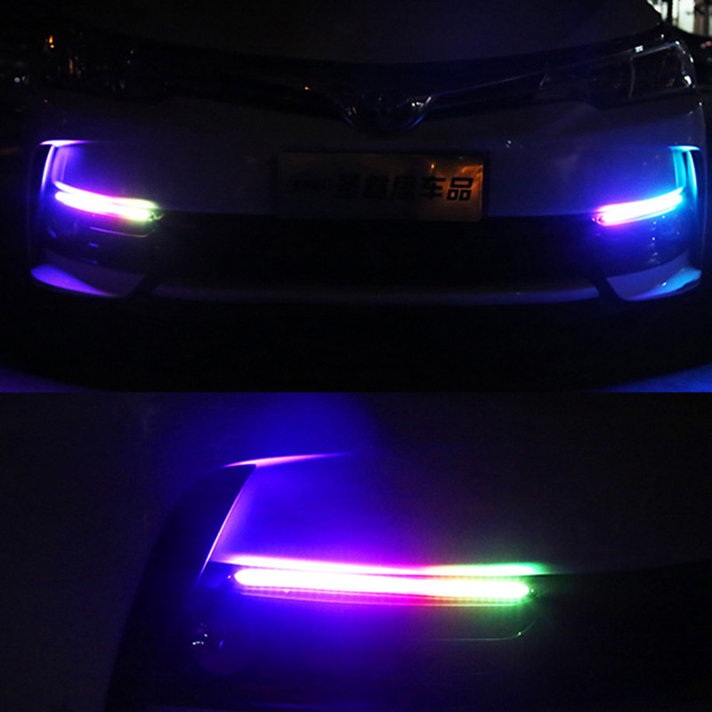 2PCS RGB Car LED Daytime Running Light Waterproof Headlight Strip rgb ...