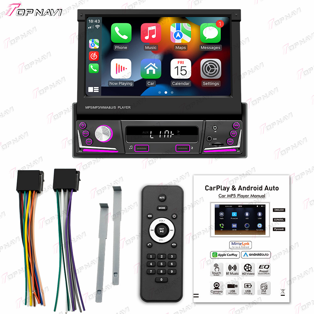 TOPNAVI 7 Inch Car DVD Player Universal Android Single Din Autoradio ...