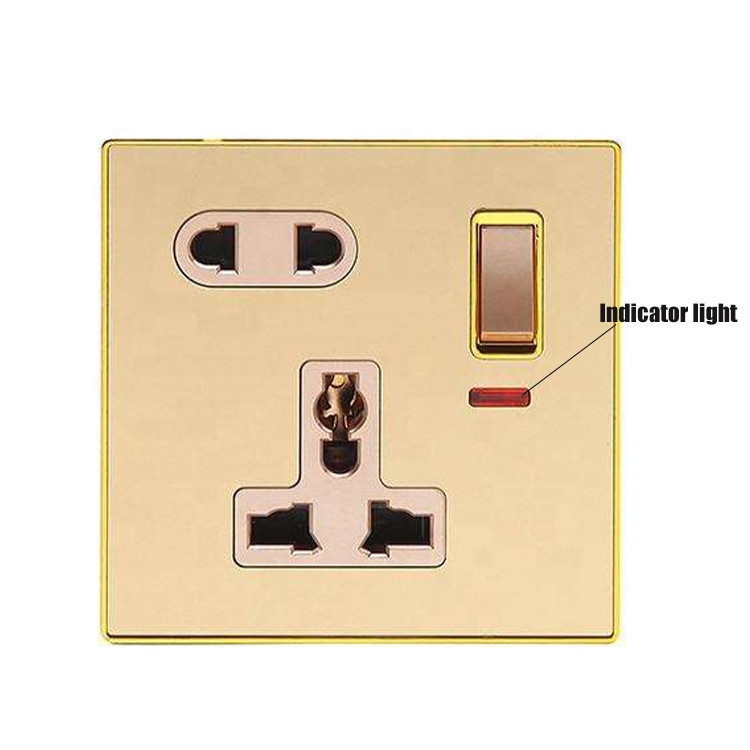 Universal 5 Pin Switched Electric Power 13A/220V-250V Socket Light Wall ...