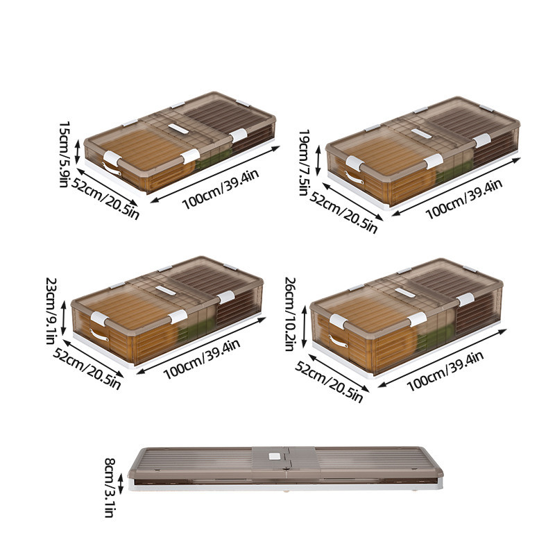 rmier 120L Bottom of bed storage box plastic with pulley clothes quilt ...