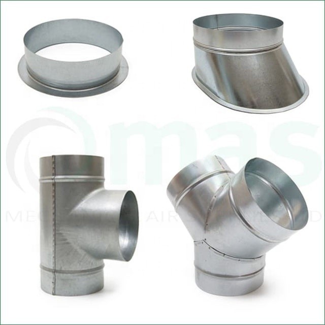 HVAC system round spiral duct fittings elbow bend reducer tee | Shopee ...