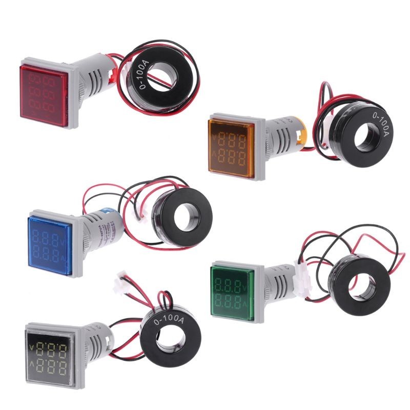 Square Digital LED Panel Mount 60~500V 100A Voltmeter Ammeter Dual ...