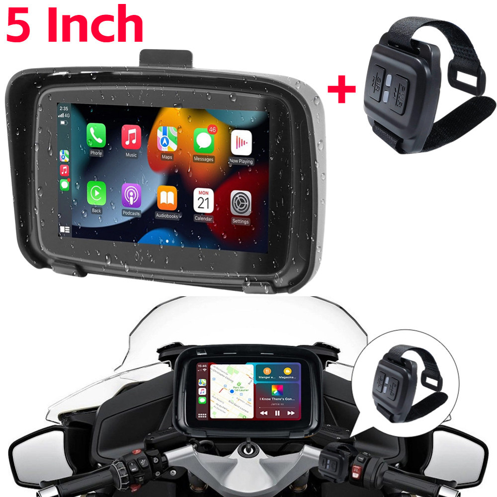 ღMotorcycle Bike Wireless Android Auto Carplay Monitor 5 inch Touch ...