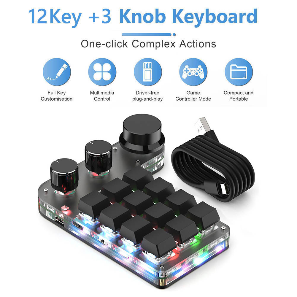 ☽USB Custom Keyboard Programmable Macro DIY Mechanical Hotswap Keypad ...