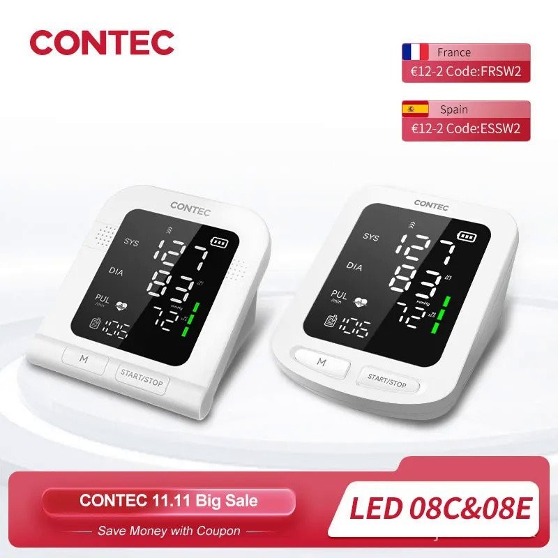 CONTEC Portable Automatic Digital Blood Pressure Monitor BP Monitor ...