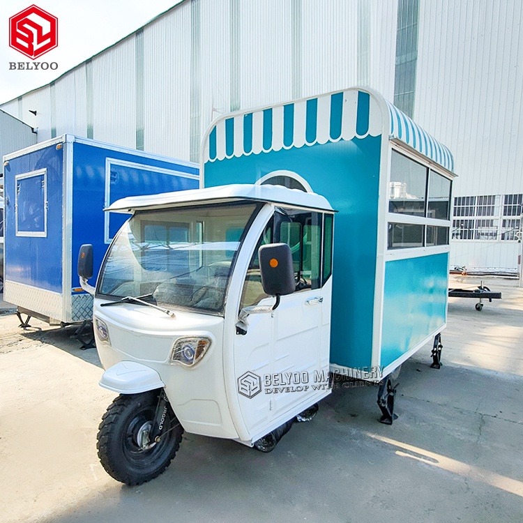 Custom Food Cart Hot Dog Kiosk Pizza Restaurant Motorcycle 3 Wheels Ice ...