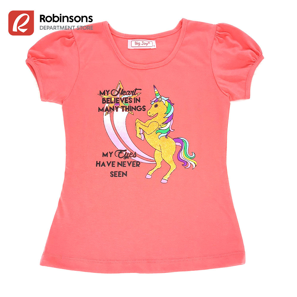 Big Joy 31256 Girl's Cotton Blouse with Print Unicorn (Orange) | Shopee ...