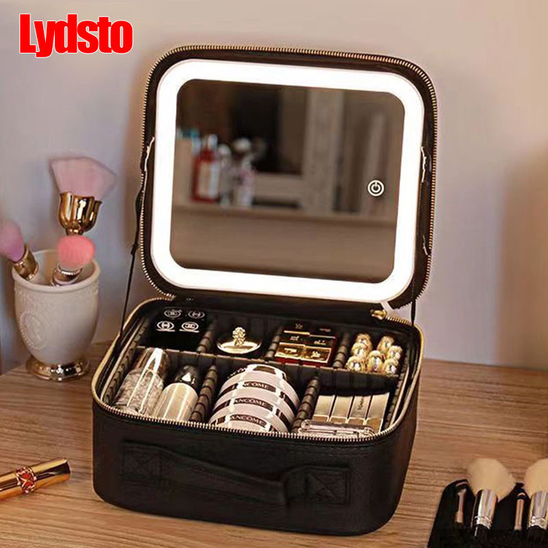 Niceland LED Makeup Bag Mirror With Tricolor LED Light USB Charge ...