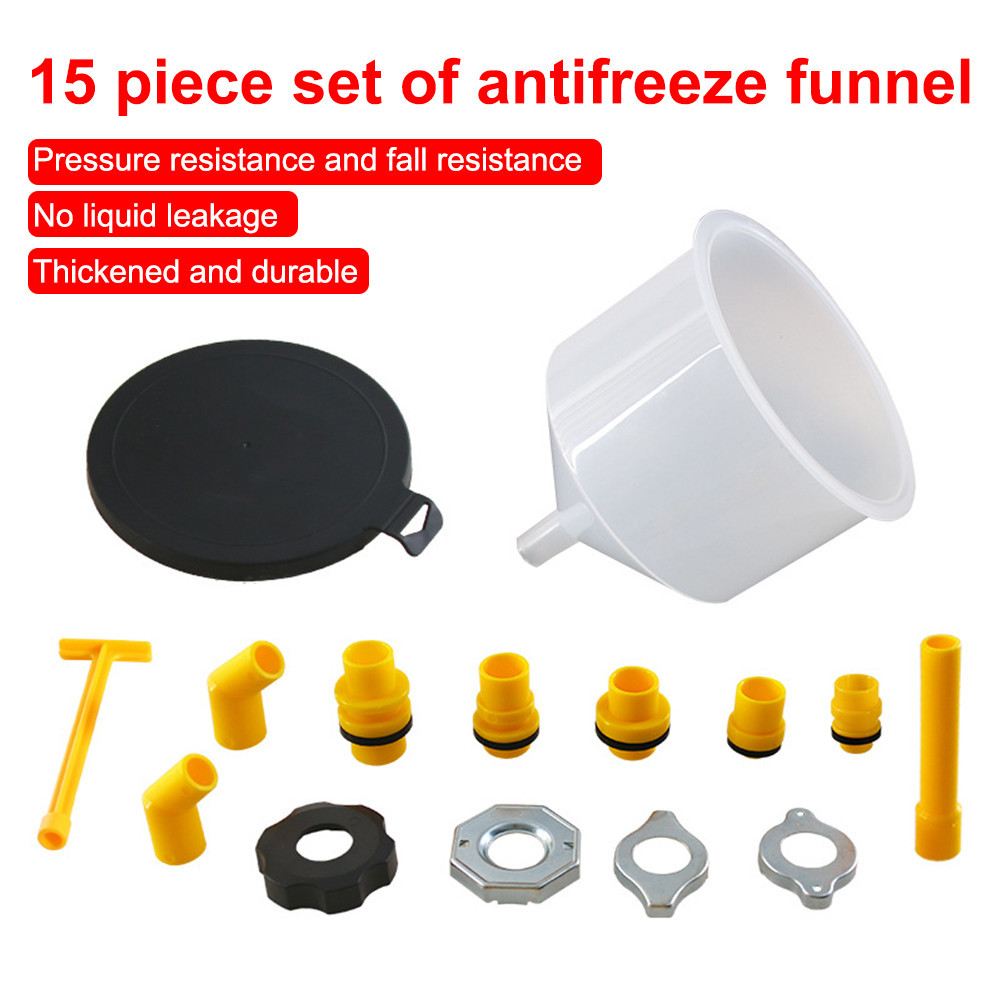 ☾15Pcs Automatic Coolant Drain Kits Car Radiator Coolant Filling Funnel ...