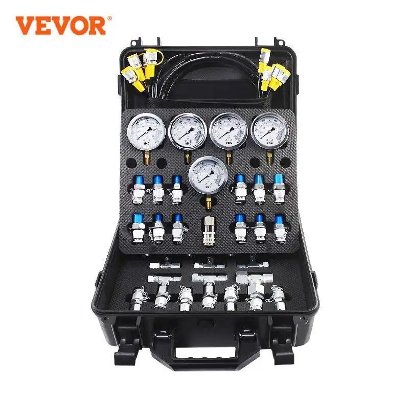 VEVOR Hydraulic Pressure Test Kit 10/100/250/400/600bar 5 Gauges 13 ...