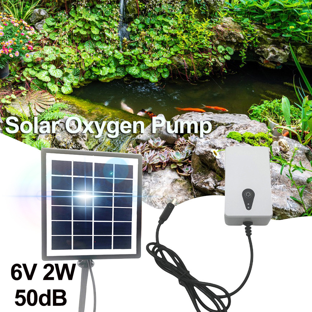♞6V 2W Solar Oxygen Pump Battery Powered Aquarium Oxygen Aerator Fish ...