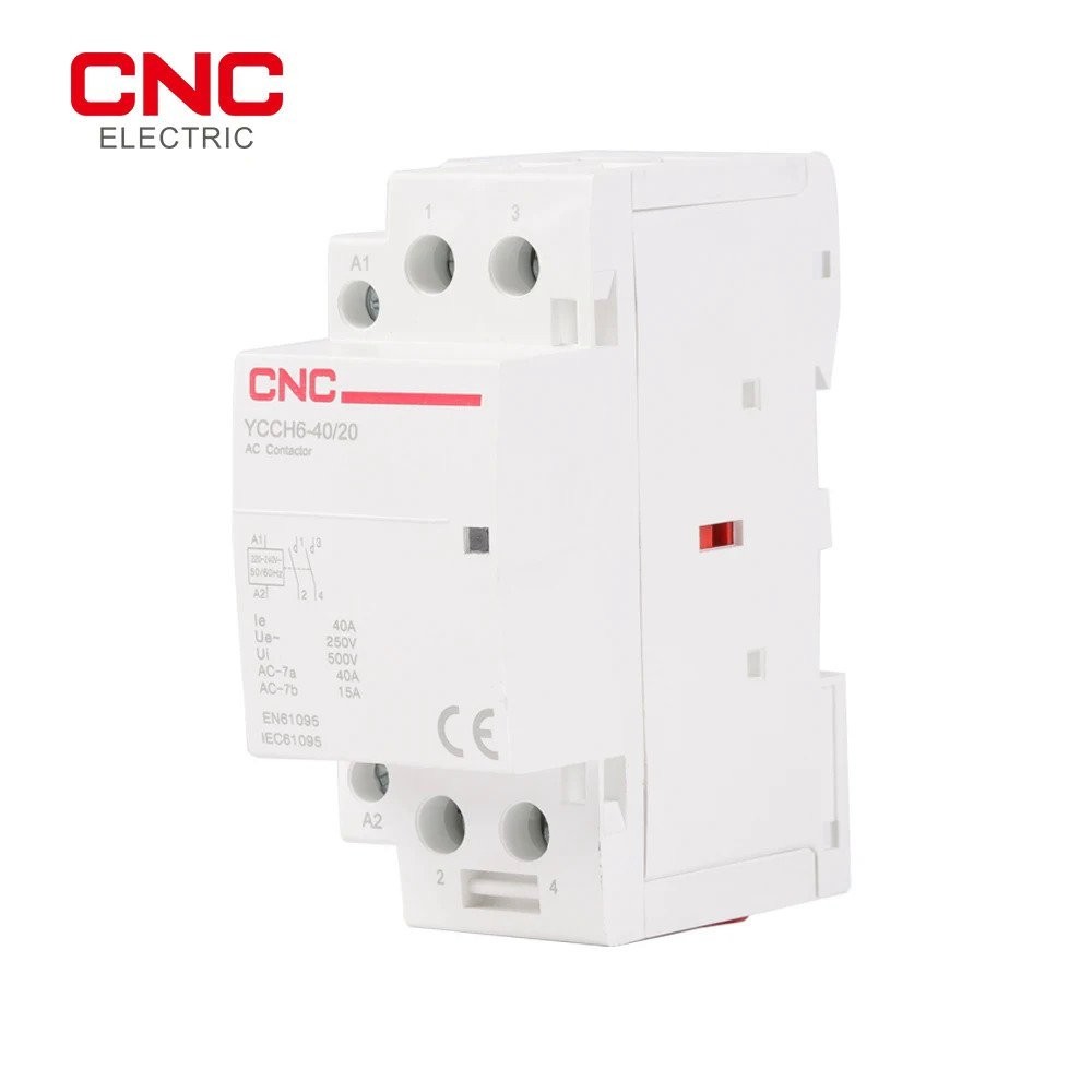 CNC YCCH6 2P Din rail Household ac Modular contactor 25A 40A 220V/230V 50/60HZ 2NO 2NC or 1NO ...