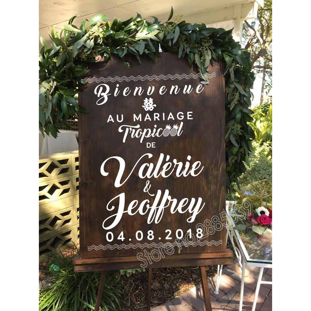Bienvenue Wedding Sticker New Design French Welcome Sign Custom Name ...