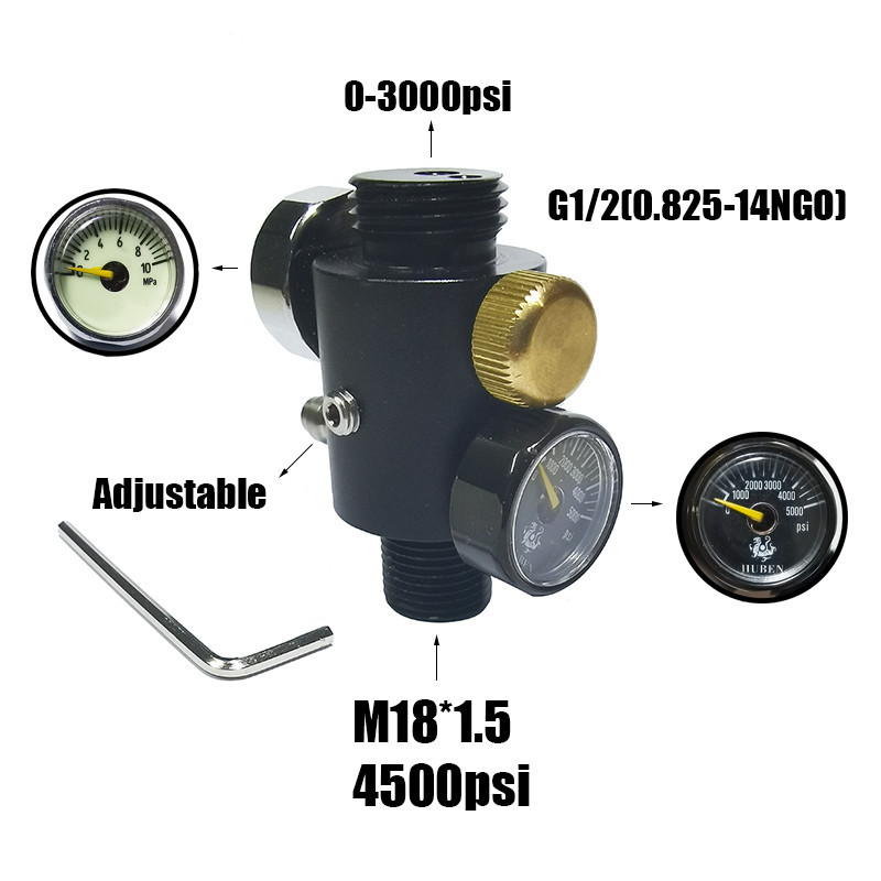 Adjustable Regulator Pneumatic HPA Valve High Pressure Output 0-3000psi ...
