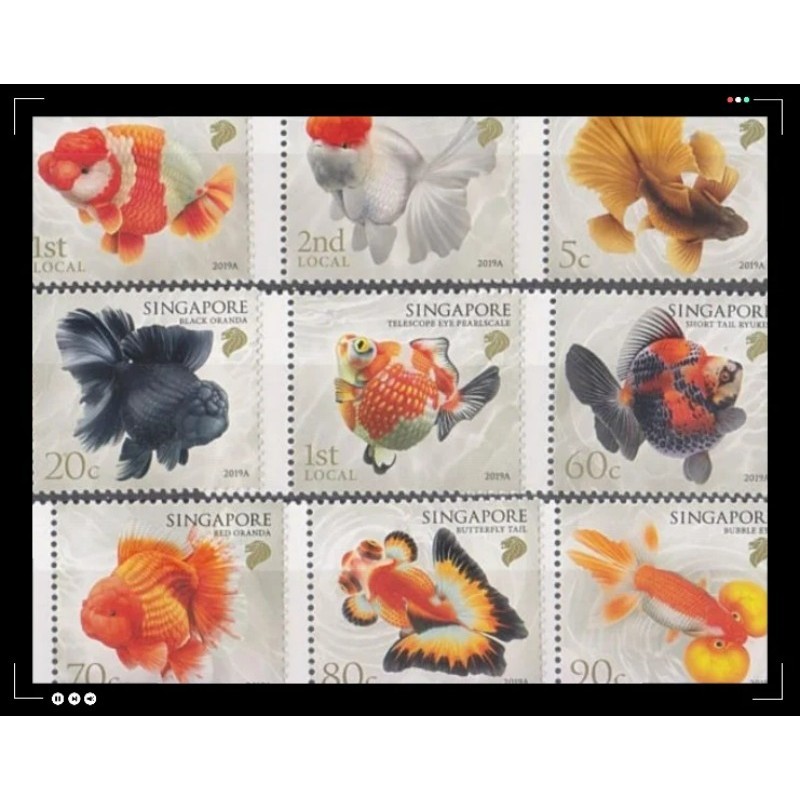 ♠9 PCS,Singapore Post Stamp, 2019, Goldfish Stamp, Real Original, New ...