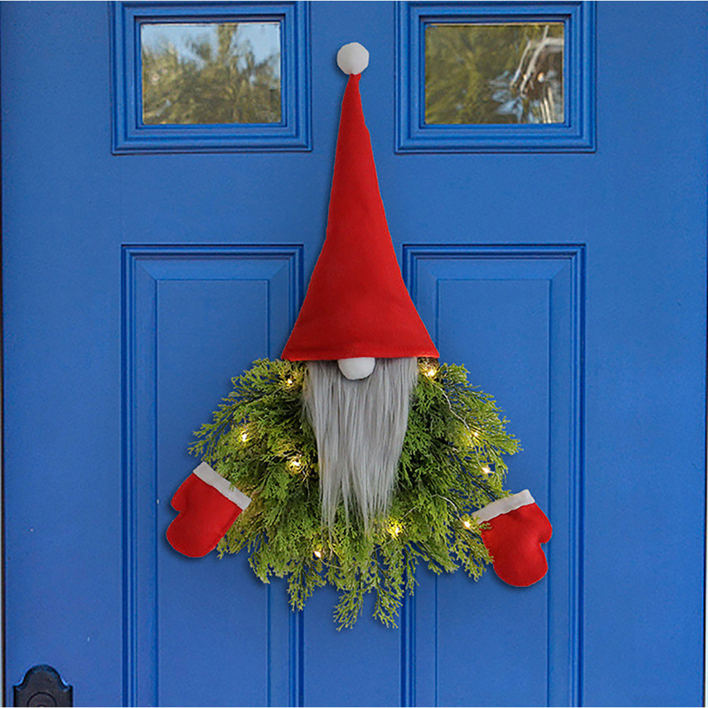 ☆Glowing Faceless Santa Claus Wreaths Creative Christmas Decorations ...