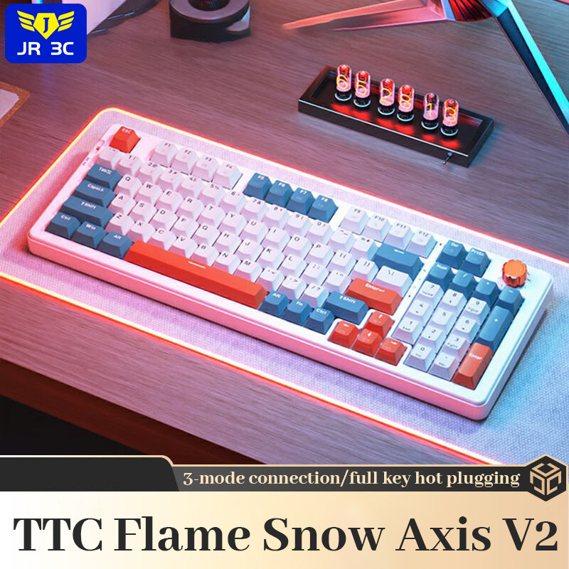 G96 Mechanical Keyboard Ttc Flame Snow Axis V2 Three Modes No Conflict Hot Swappable 96 Keys Rg ...