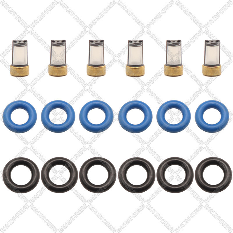 ☏6 set Fuel Injector Service Repair Kit Filters Orings Seals Grommets ...