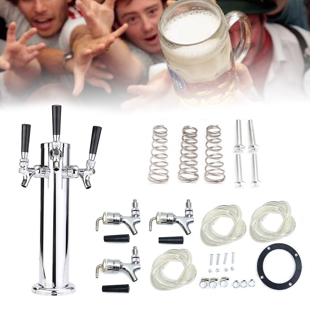 3 Faucet Stainless Steel Draft Beer Tower 3 Tap Beer Tower Homebrew ...