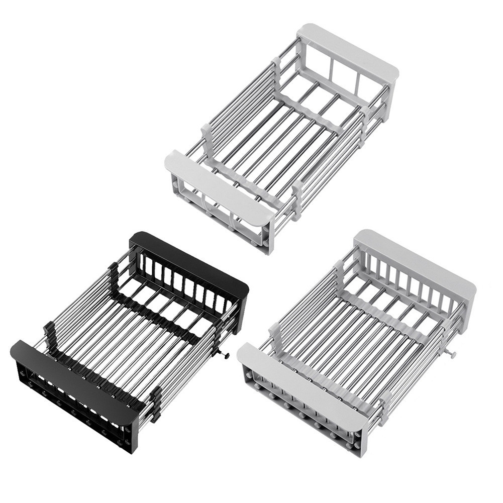 Stainless Steel Sink Drain Dish Rack Adjustable Vegetable Drainer ...
