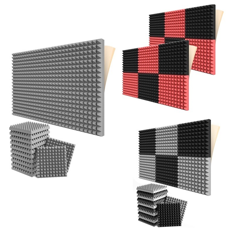 】12 Pack Self-Adhesive Sound Proof Foam Panels 2X12x12 Inch Pyramid ...