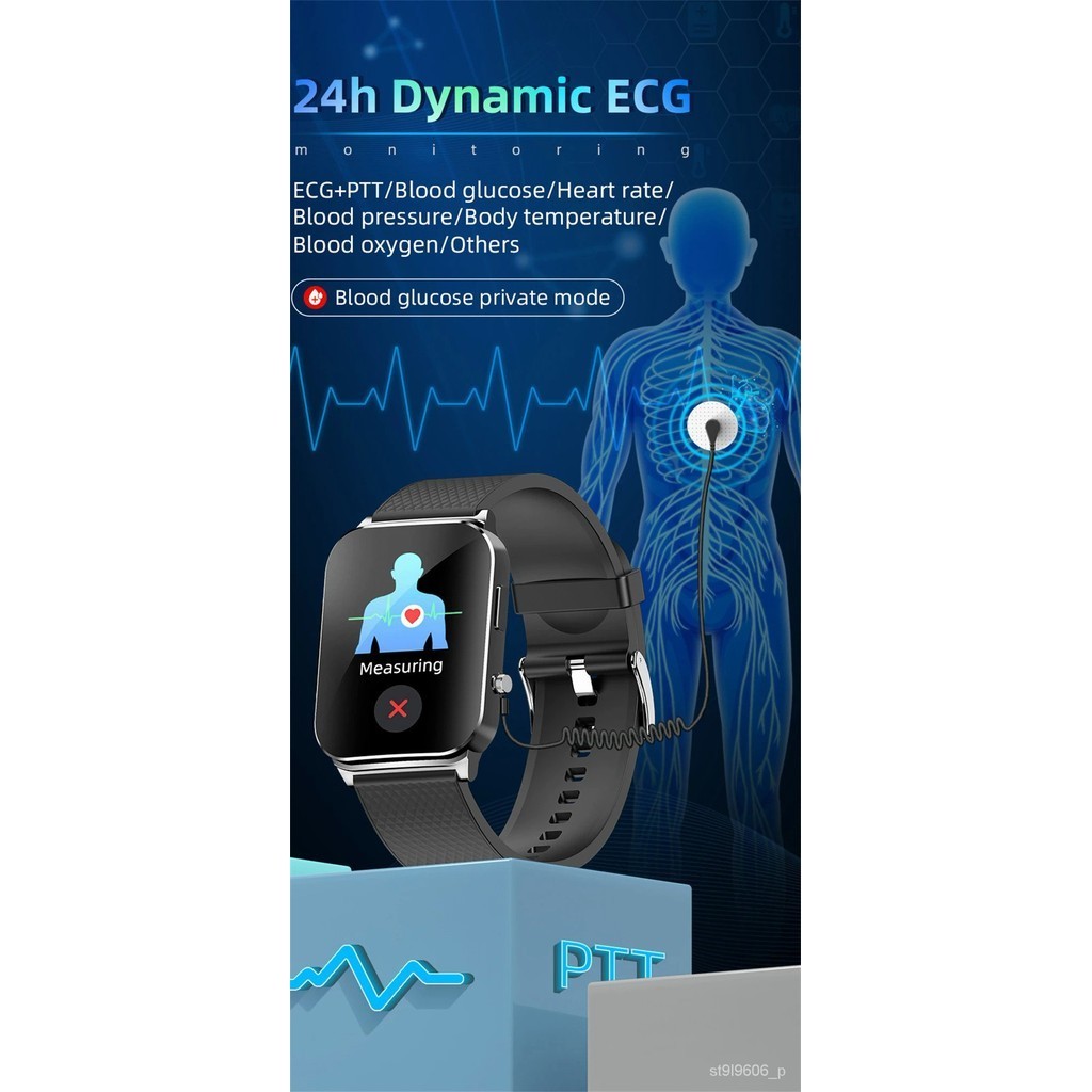 EP03 Blood Glucose Smart Watch ECG HRV Blood Sugar Mmol Pressure Oxygen ...