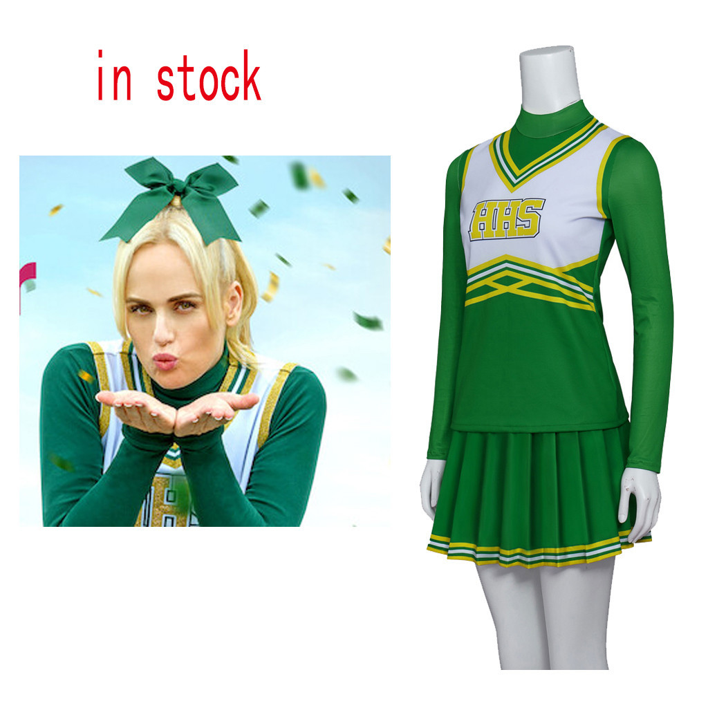 -(in stock)Senior year Rebel Wilson Cosplay HHS Green Cheerleader Set ...
