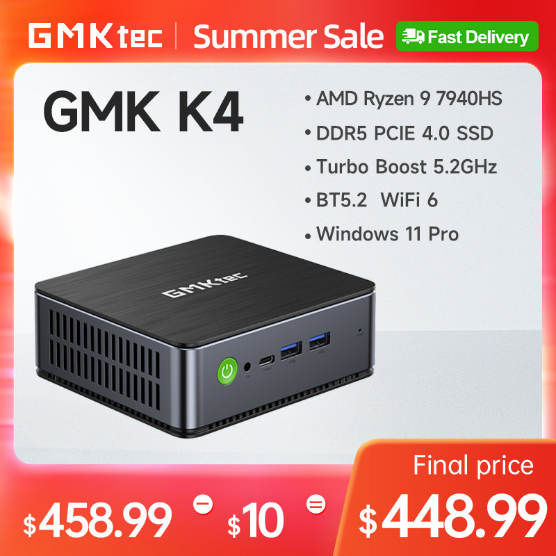 ๑GMKtec GMK K4 Mini Pc AMD Ryzen 9 7940HS NUCBOX DDR5 NVME 5600MT/S SSD Max Windows 11 Pro 16GBq ...