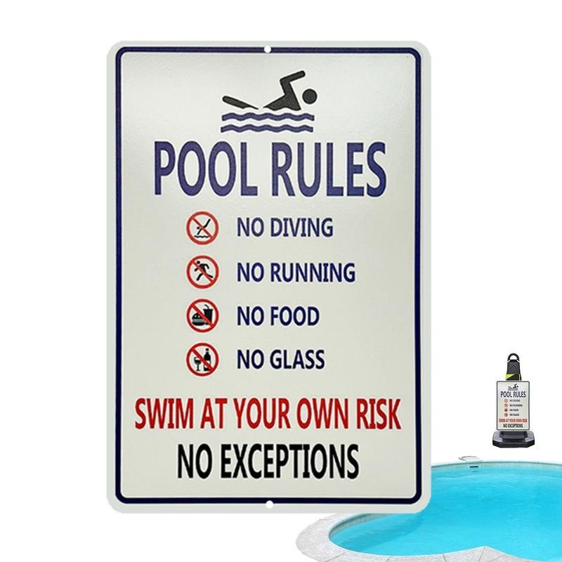 ⊹Pool Decorative Signage Pool Rules Metal Sign Humorous Text Design ...