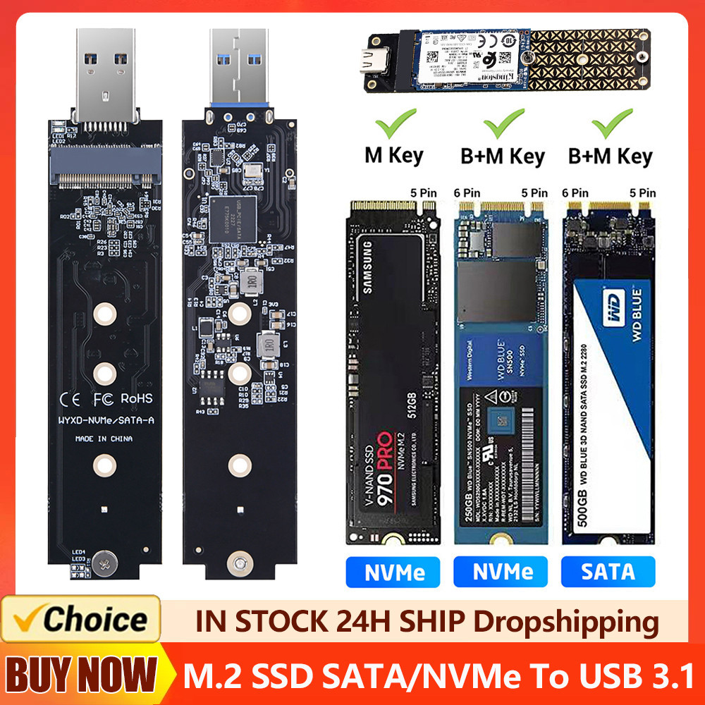 ۩SSD Adapter B+M Key/M Key M.2 SSD SATA/NVMe To USB 3.1 Adapter 10Gbps ...