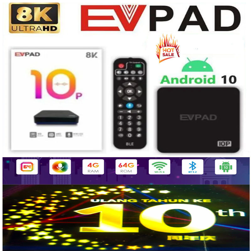 Genuine]EVPAD 10P Singapore evpad 10s japan jp korea 8k pro tv box 2024 ...