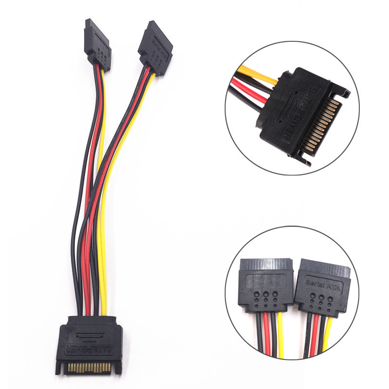 웃SATA II Hard Disk Power 15Pin SATA Male To 2 Female 15Pin Power HDD ...