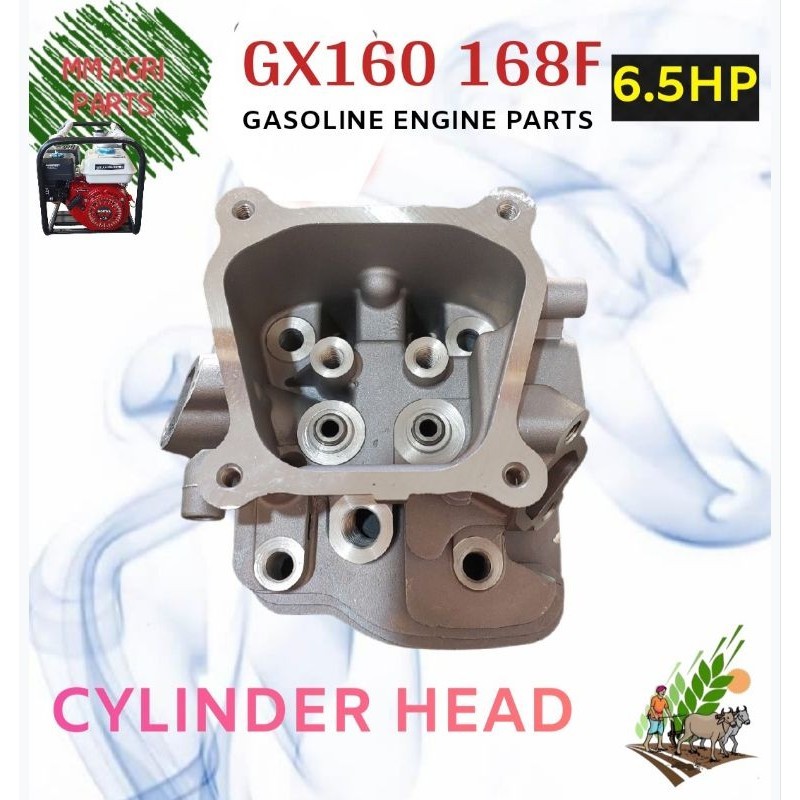 CYLINDER HEAD GASOLINE ENGINE GX160 168F 6.5HP 7HP AIRCOOLED WITH 3X3 ...