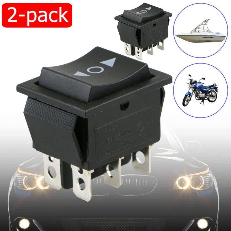 2-Pack 6 PIN DPDT Double Pole Double Throw 20 Amp Momentary Rocker ...