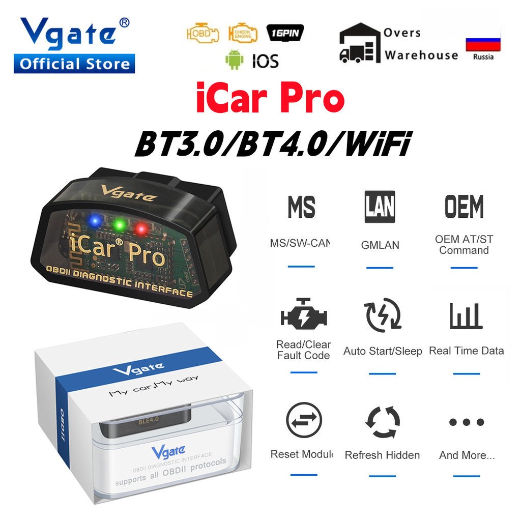 ★Vgate iCar Pro OBD2 elm 327 Bluetooth 4.0 car diagnostic obd 2 scanner ...
