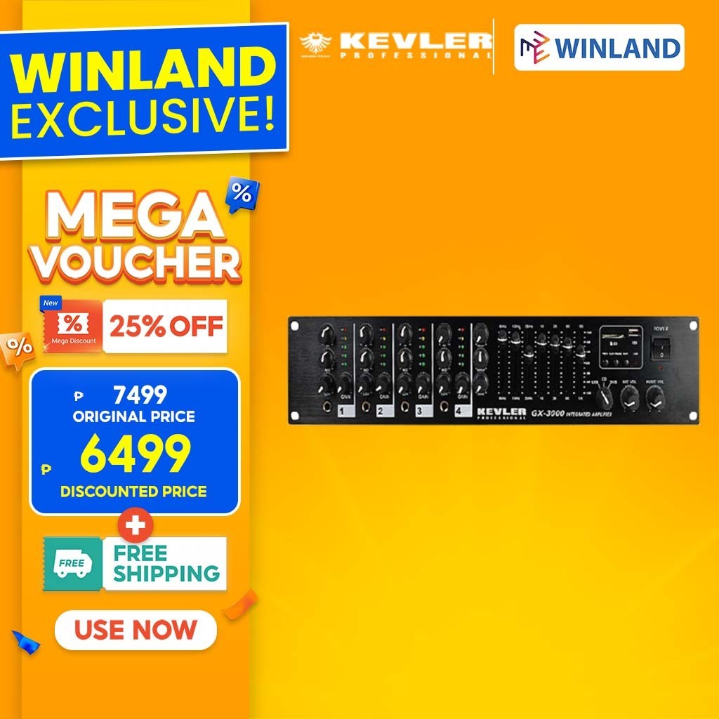 Kevler by Winland Integrated Amplifier 750W x 2 Max with USB/ SD Slot and 7 Band EQ GX-3000 ...