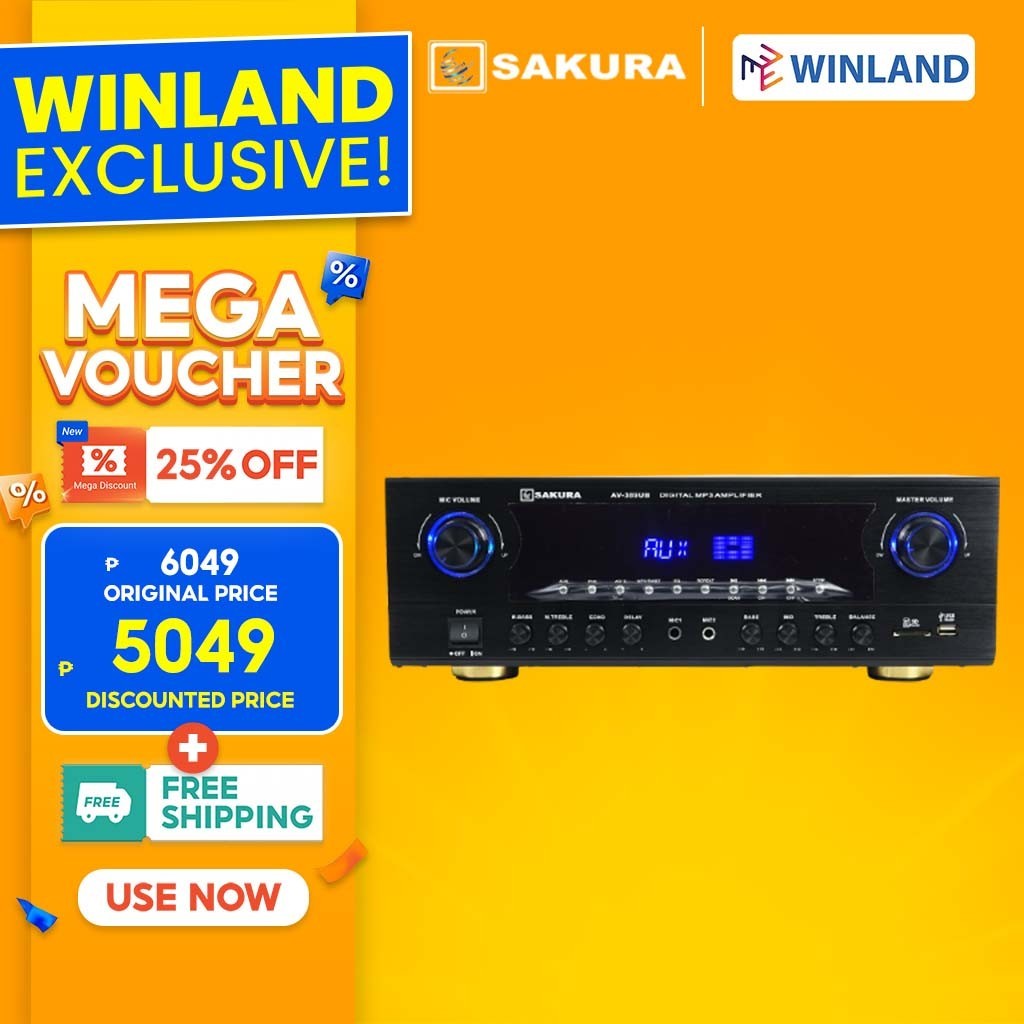 Sakura by Winland Digital MP3 Amplifier 2 Mic Input BT/USB/SD/AM/FM 2 x 450W AV-389UB | Shopee ...