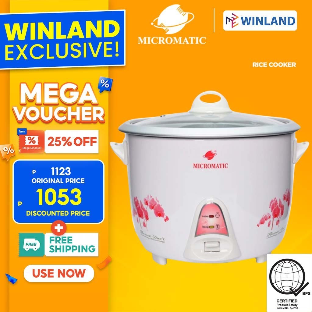 Micromatic by Winland Rice Cooker 1.8L 10 Cups of Rice with Glass lid ...