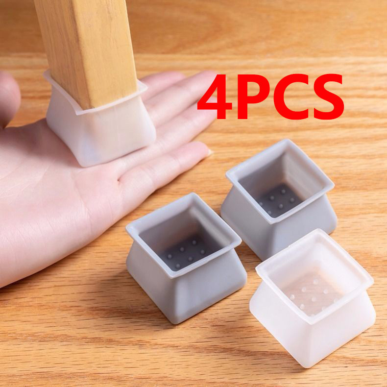 4Pcs Chair Foot Cover Leg Protector Rubber Table Footing Square Tubular ...