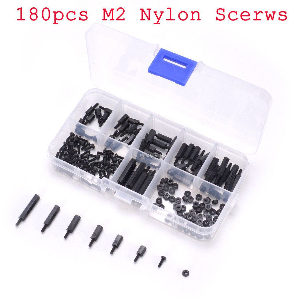 웃180pcs/ Lot M2 Nylon Hex M-F Spacers / Screws/ Nuts Assorted Kit ...